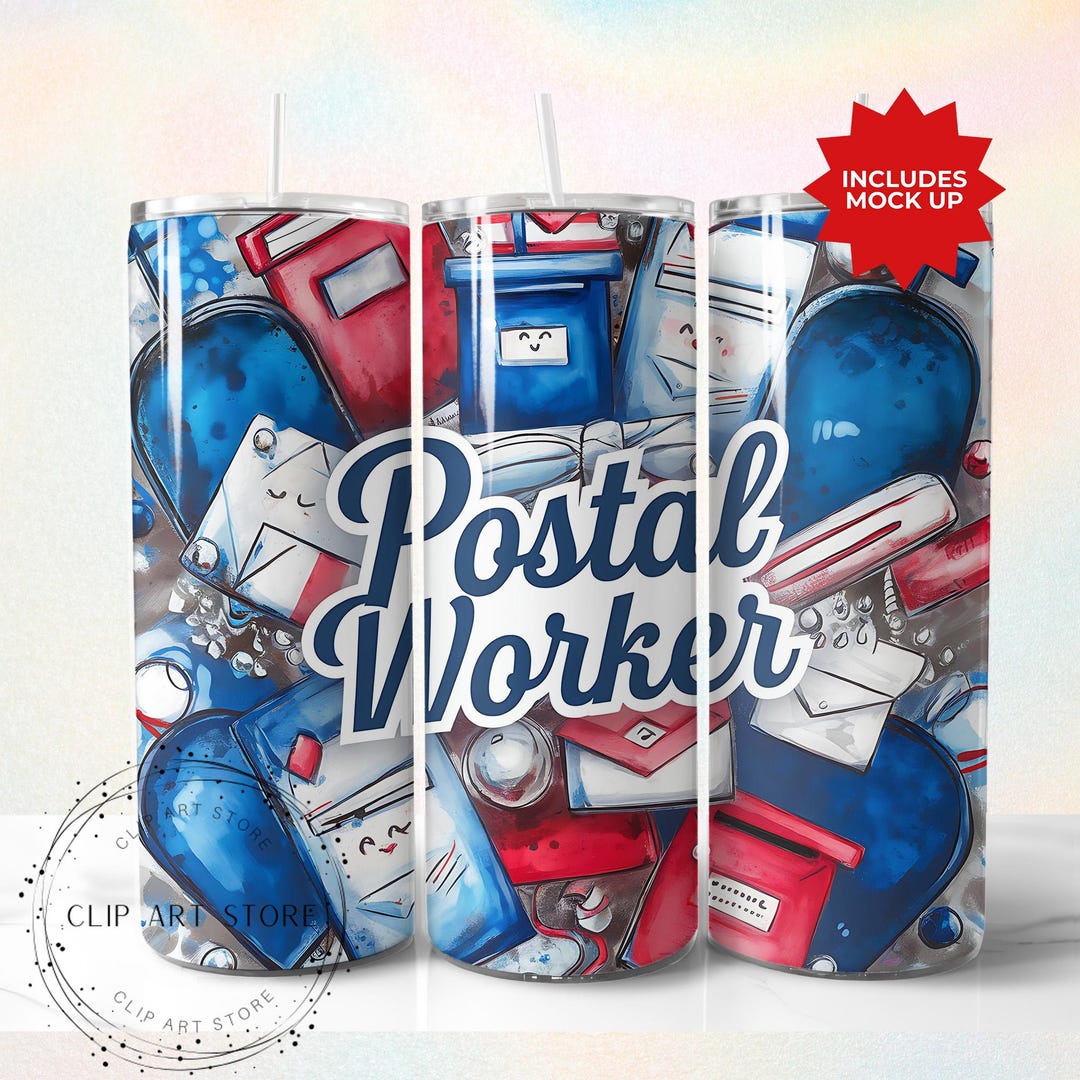 Postal Worker 20 Oz Skinny Tumbler Wrap Sublimation Design, Cute Mail ...