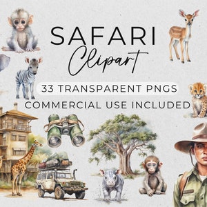 Baby Safari Animals Clipart, Watercolor Clipart, Clipart for Commercial ...