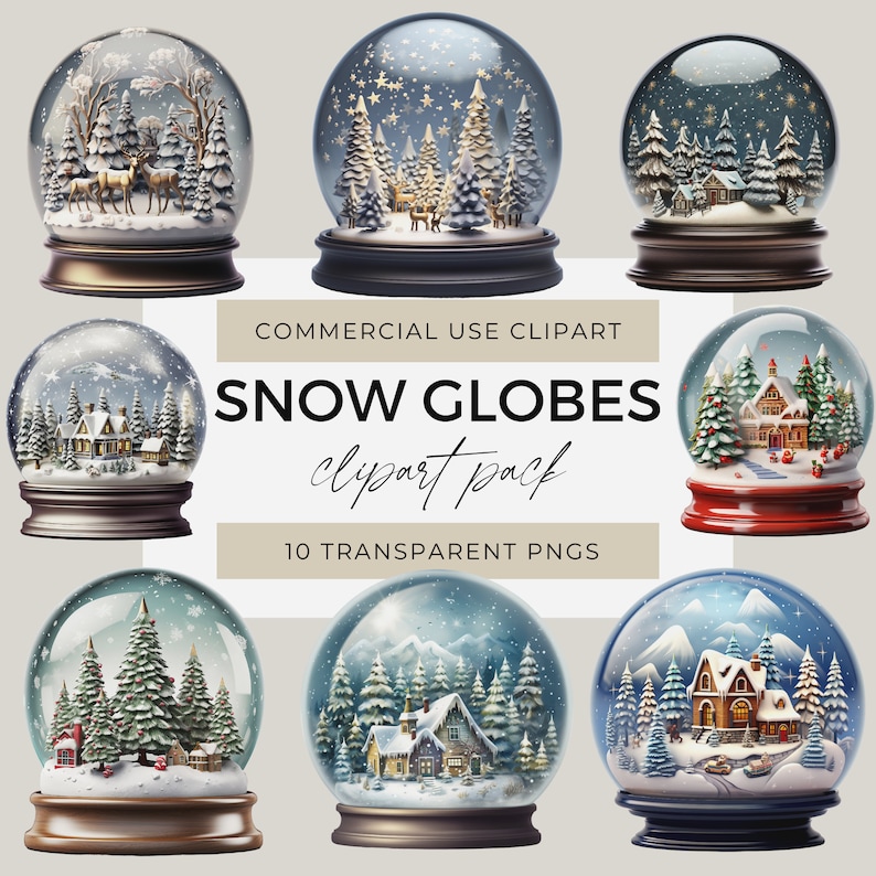 Christmas Snow Globe Clipart, Clipart for Commercial Use, Transparent ...
