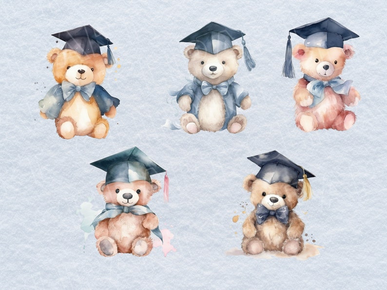 Graduation Teddy Bear Clipart, Watercolor Clipart, Clipart for ...