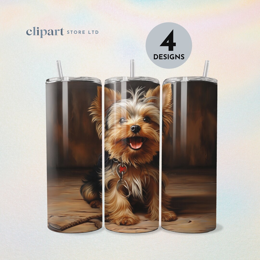 Yorkie Tumbler Wraps, 20oz Skinny Tumbler Sublimation Templates, PNG ...