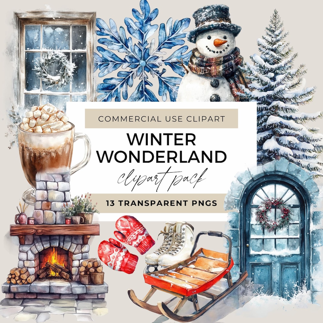 Winter Wonderland Clipart Pack, Clip Art for Commercial Use, Christmas ...