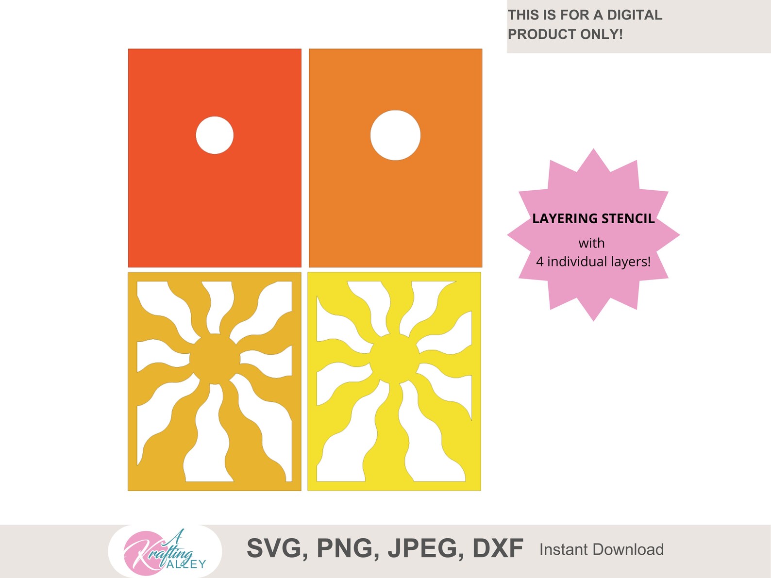 Sun Rays Stencil SVG File Multi Layered Stencil Digital Cut File Summer ...