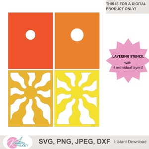 Sun Rays Stencil SVG File Multi Layered Stencil Digital Cut File Summer ...