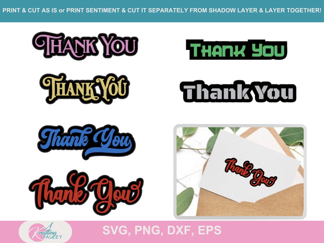 Layered Thank You Sentiment SVG Various Thank You Font SVG PNG File ...