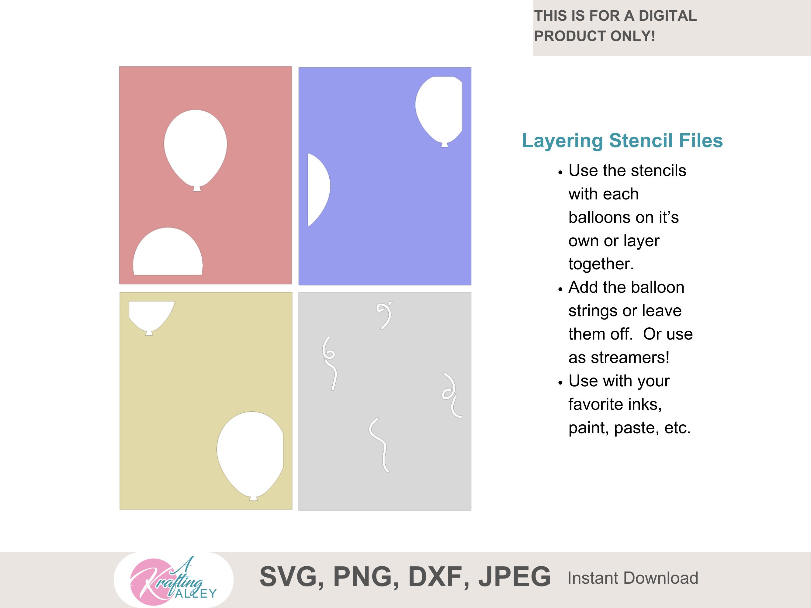 Balloon Stencil SVG File Multi Layered Stencil Digital Cut File of ...