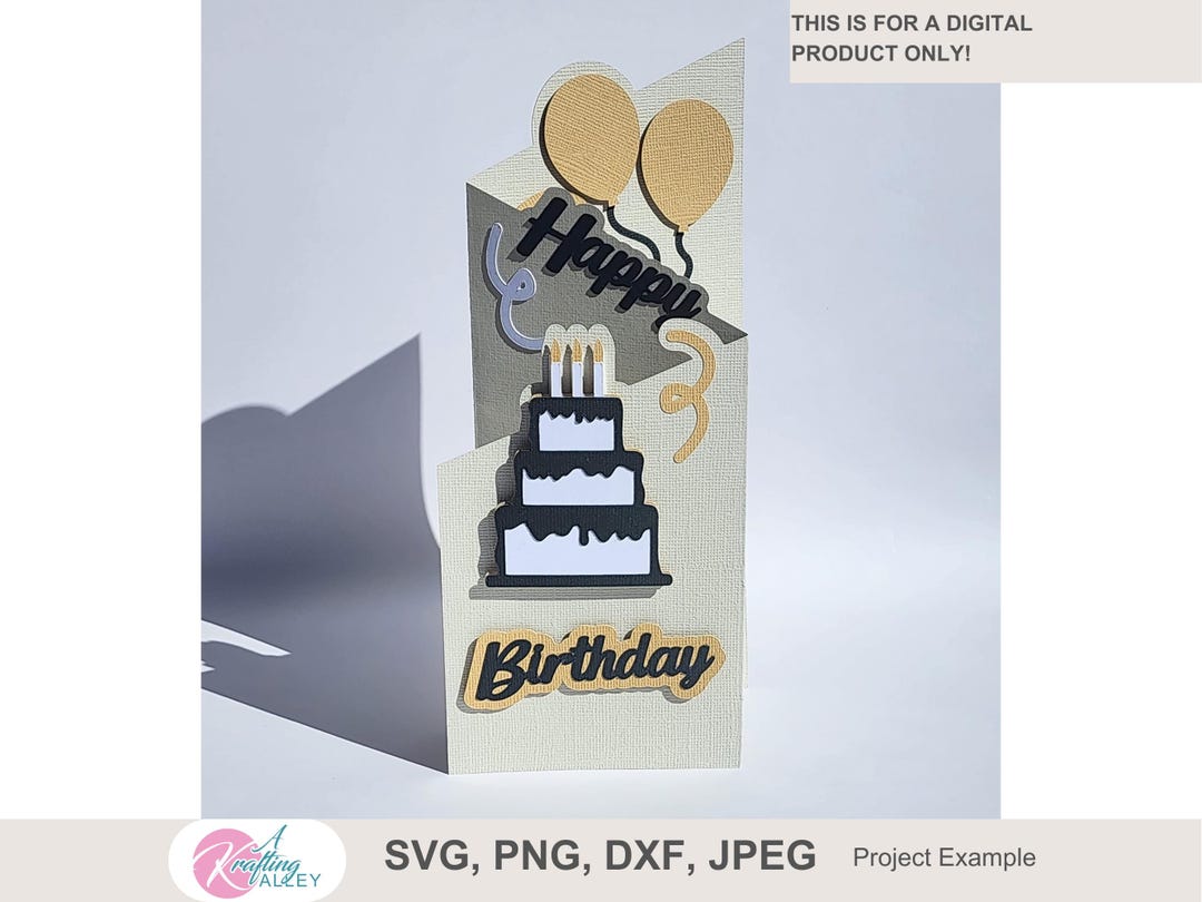 Happy Birthday Z Fold Greeting Card SVG, Birthday Card Digital Template ...