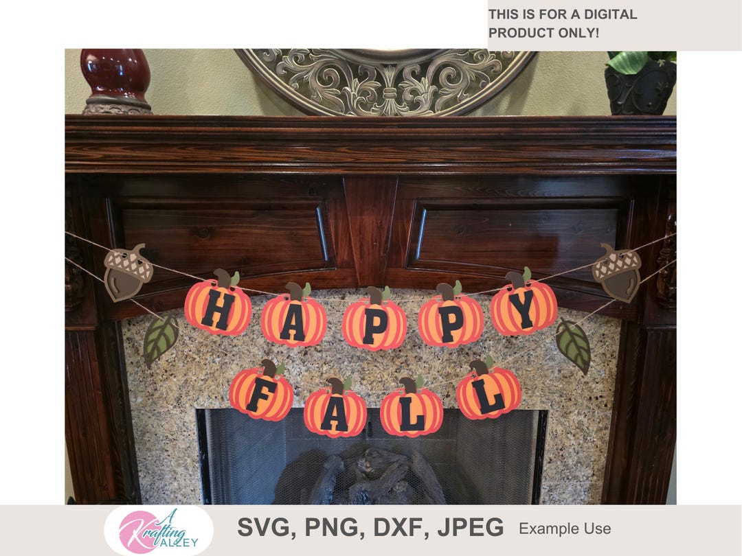 Happy Fall Banner SVG Fall Season 3D 2D Banner Layering Pumpkin Multi ...