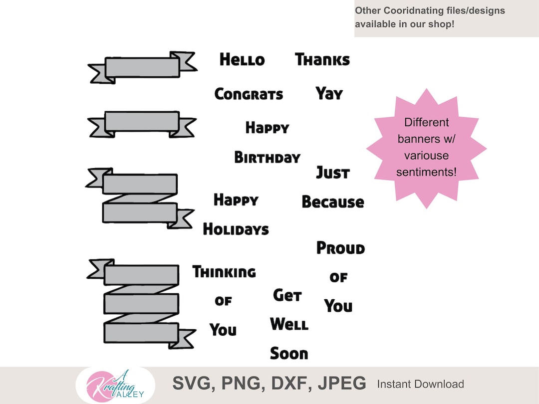 Various Size Banners With Different Sentiments SVG Digital File ...