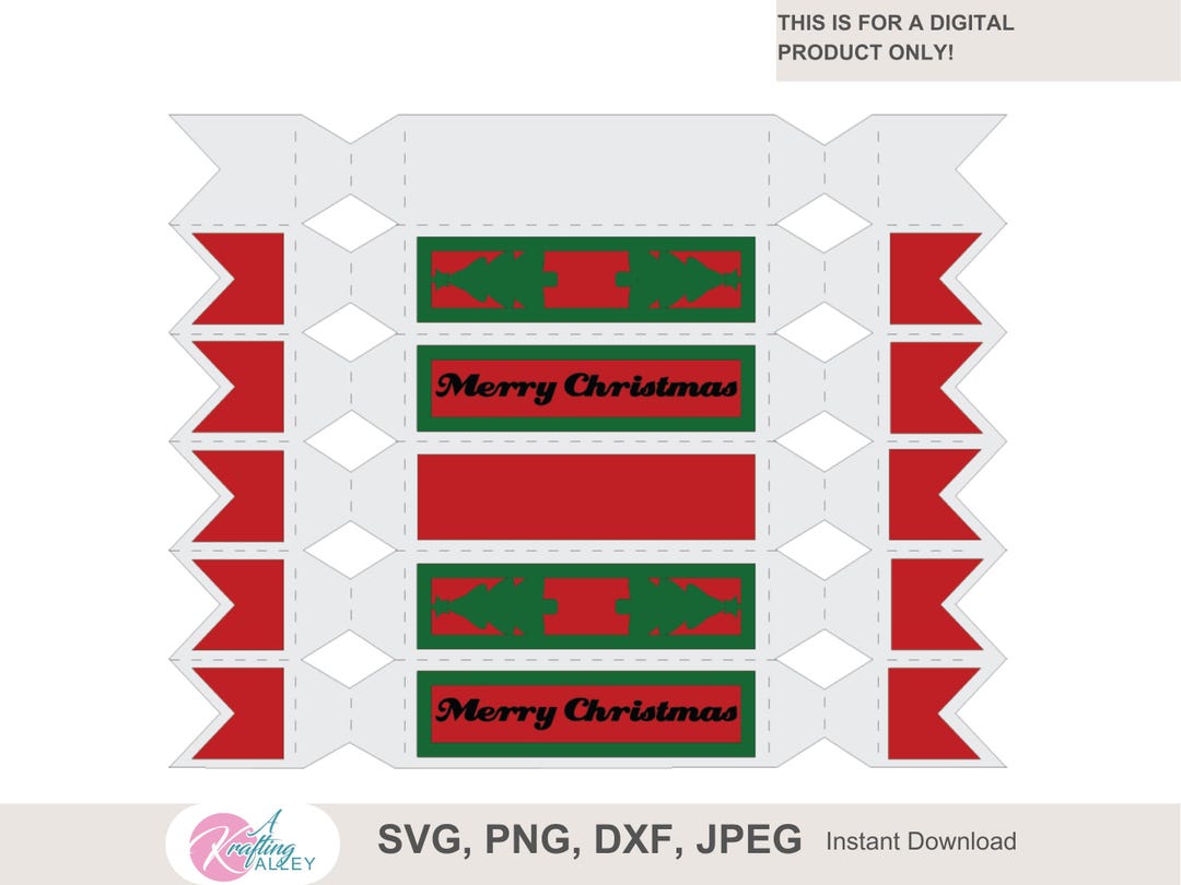 Merry Christmas 3D Cracker Box SVG for Christmas Gifts Digital File ...