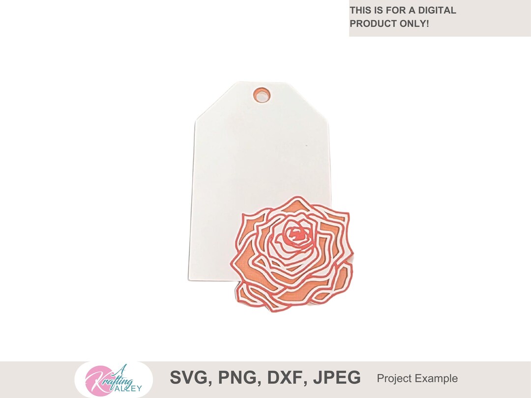 Rose Layered Tag SVG, Pretty Multi Layered Rose Gift Tag SVG PNG ...