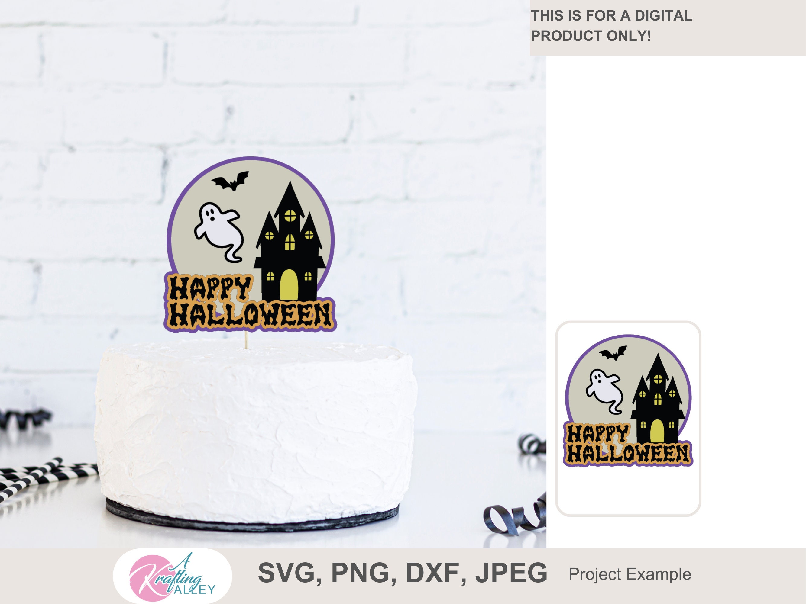 Happy Halloween Cake Topper SVG Happy Halloween Digital File Multi ...