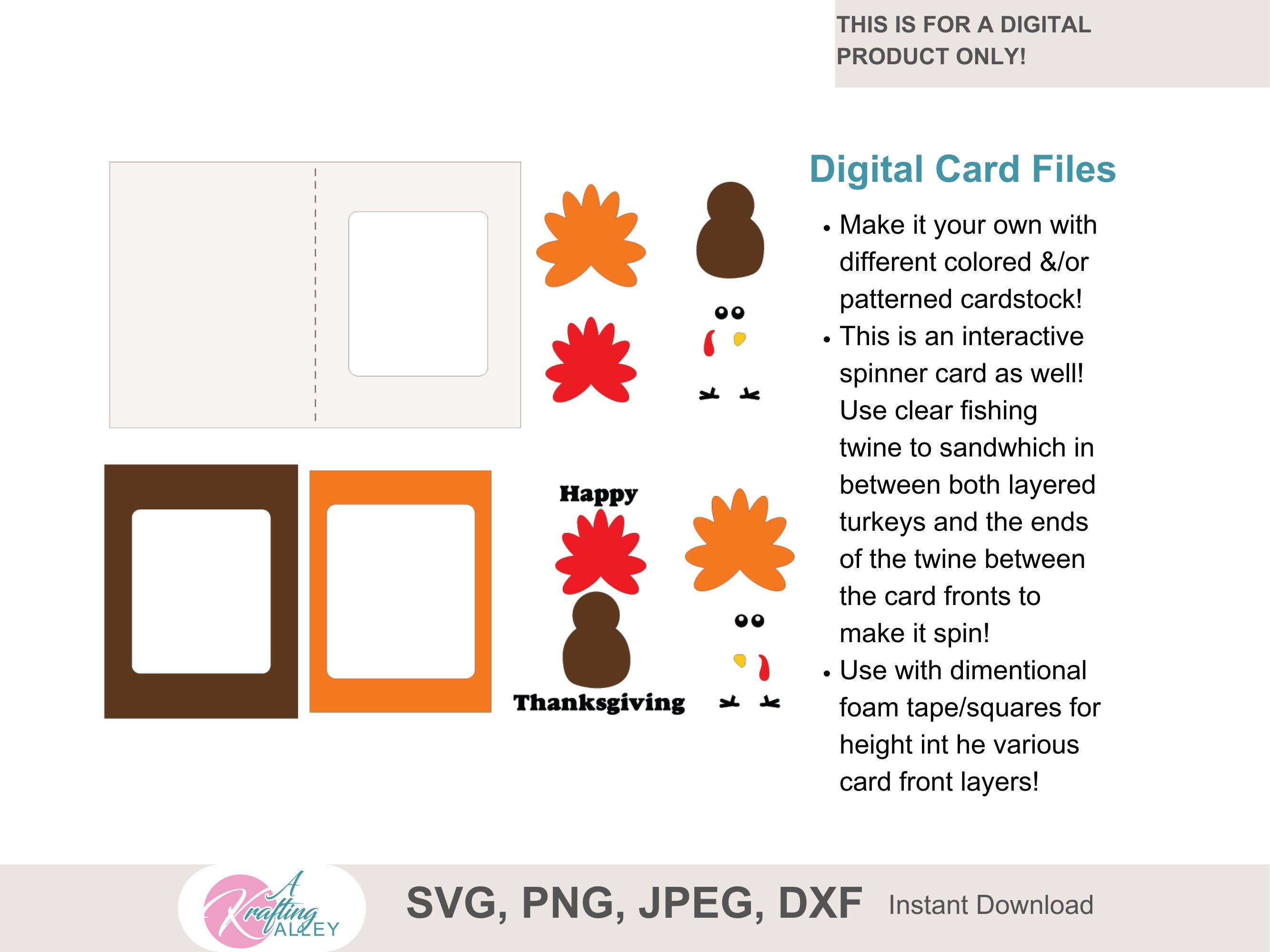Happy Thanksgiving Spinner Card SVG Turkey Multi Layering SVG Greeting ...