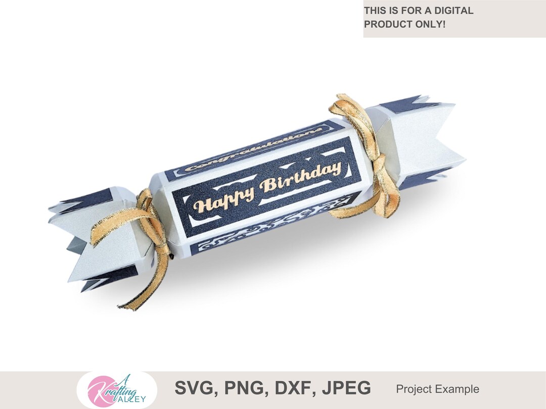 Happy Birthday 3D Cracker Box SVG for Birthday Treats Digital File ...