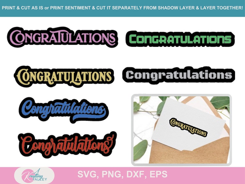 Layered Congratulations Sentiments SVG Various Congratulations Font SVG ...
