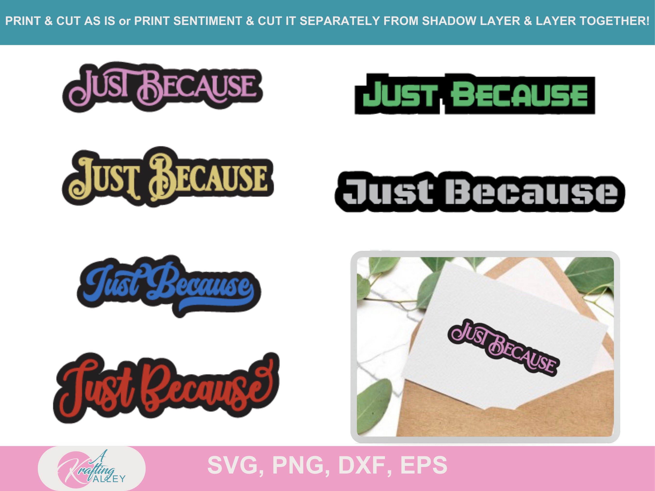 Layered Just Because Sentiment SVG Various Just Because Font SVG PNG ...