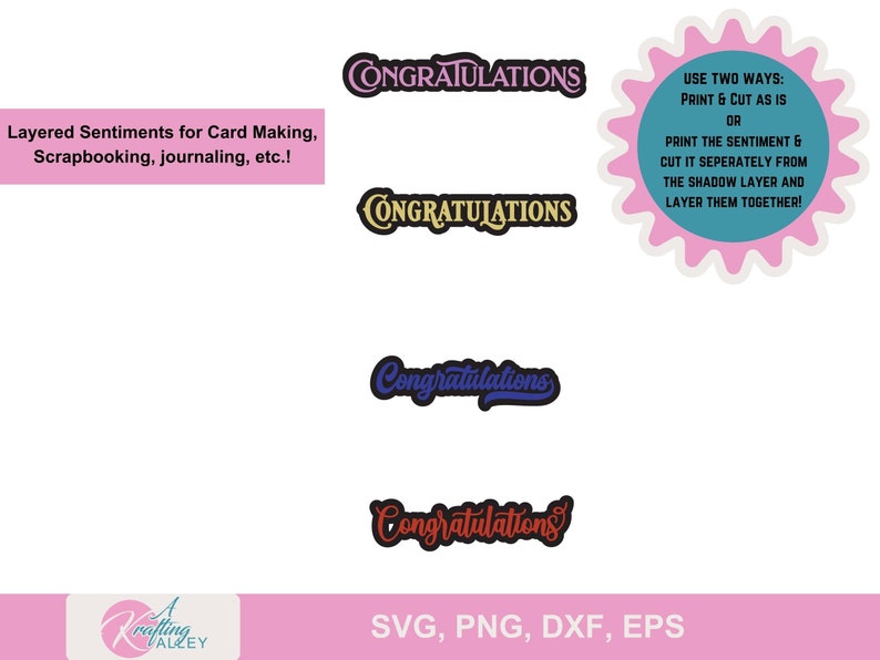 Layered Congratulations Sentiments SVG Various - Etsy