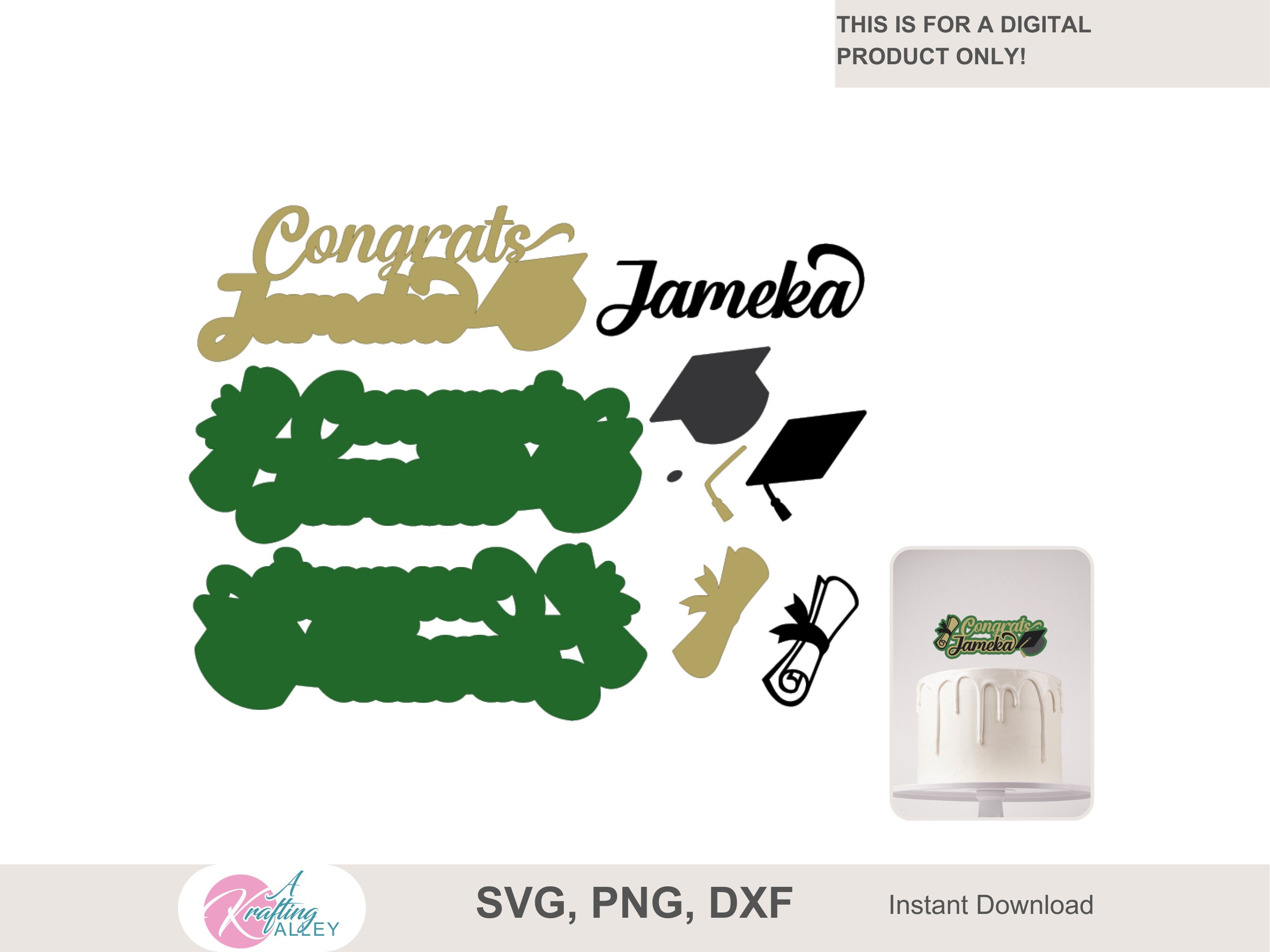 Personalized Congrats Grad Cake Topper SVG Customized Congratulations ...