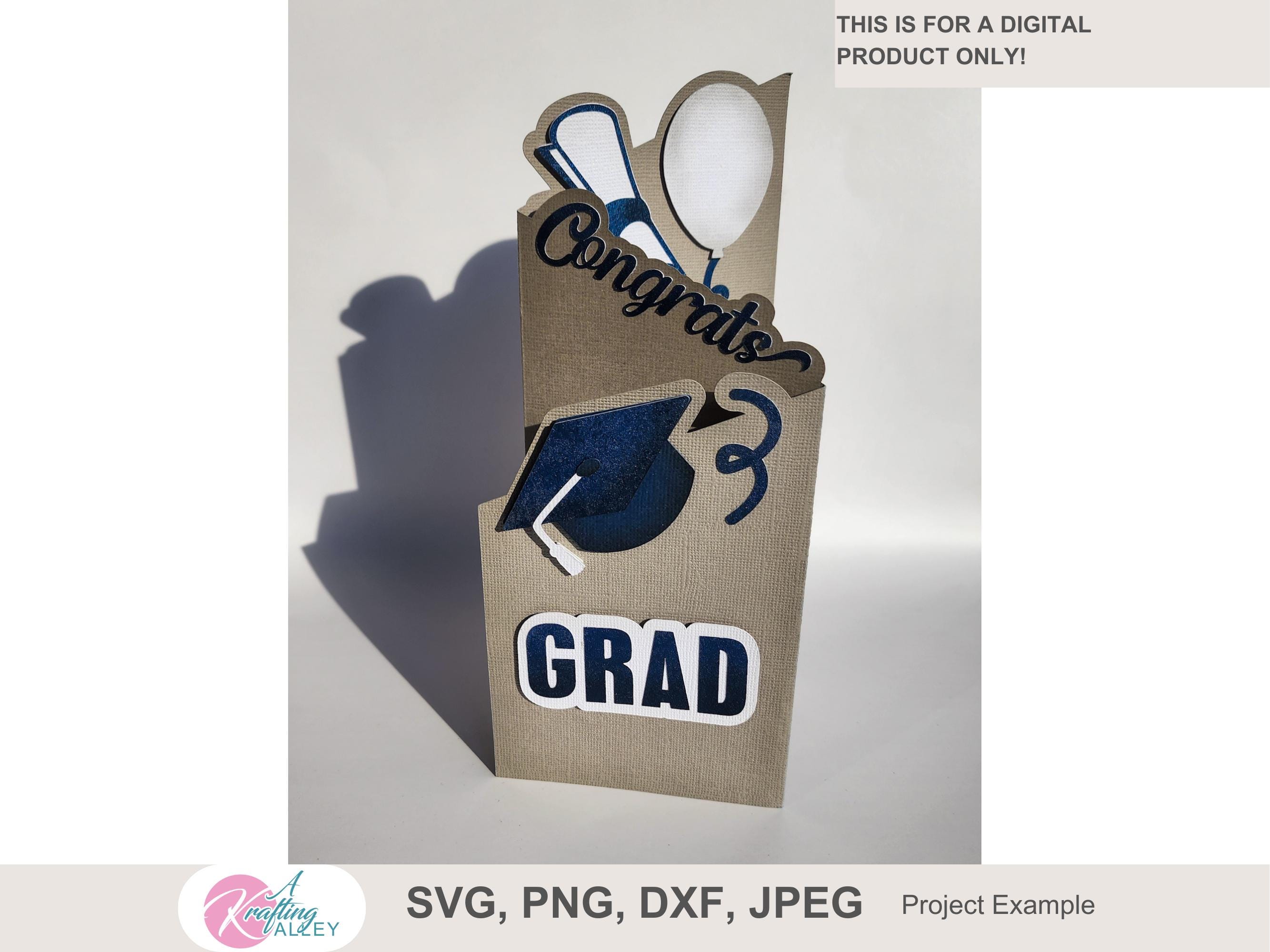 Congrats Grad Z Fold Greeting Card SVG, Graduation Card Digital ...
