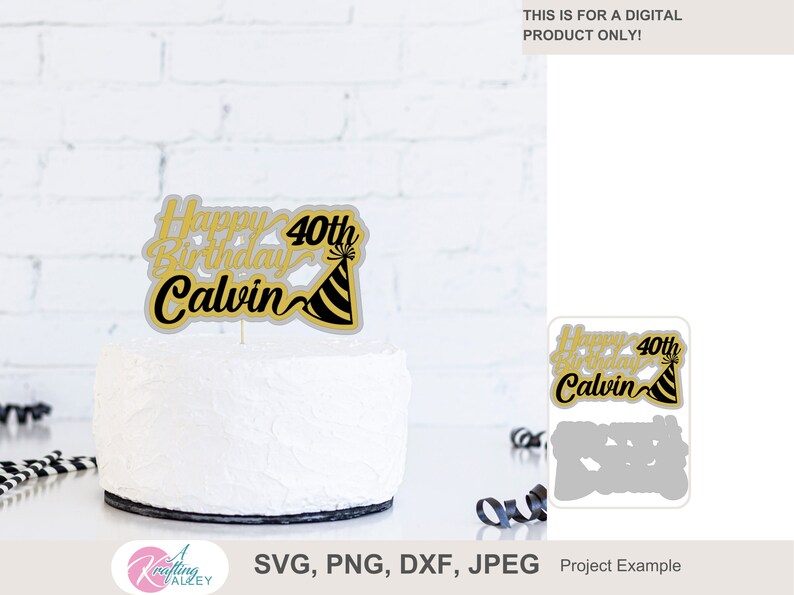 Personalized Happy 40th Birthday Cake Topper SVG Customized Happy 40th ...