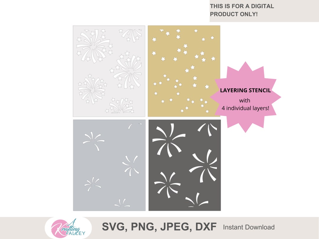 Fireworks Stencil SVG File Multi Layered Stencil Digital Cut File ...