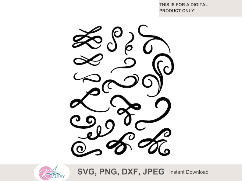 Fancy Decorative Swirls Bundle SVG File Various Shaped Swirls Digital ...