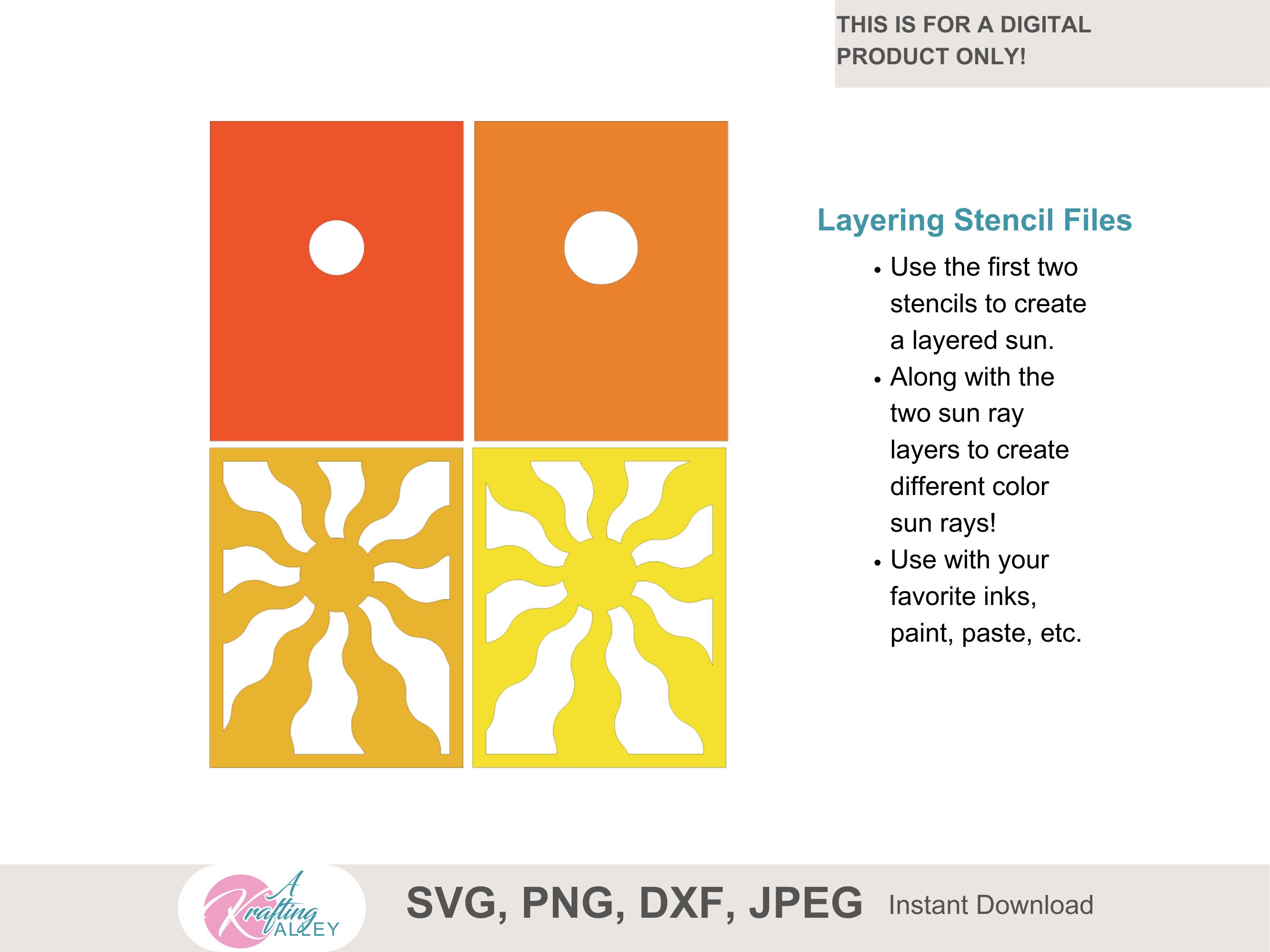 Sun Rays Stencil SVG File Multi Layered Stencil Digital Cut File Summer ...