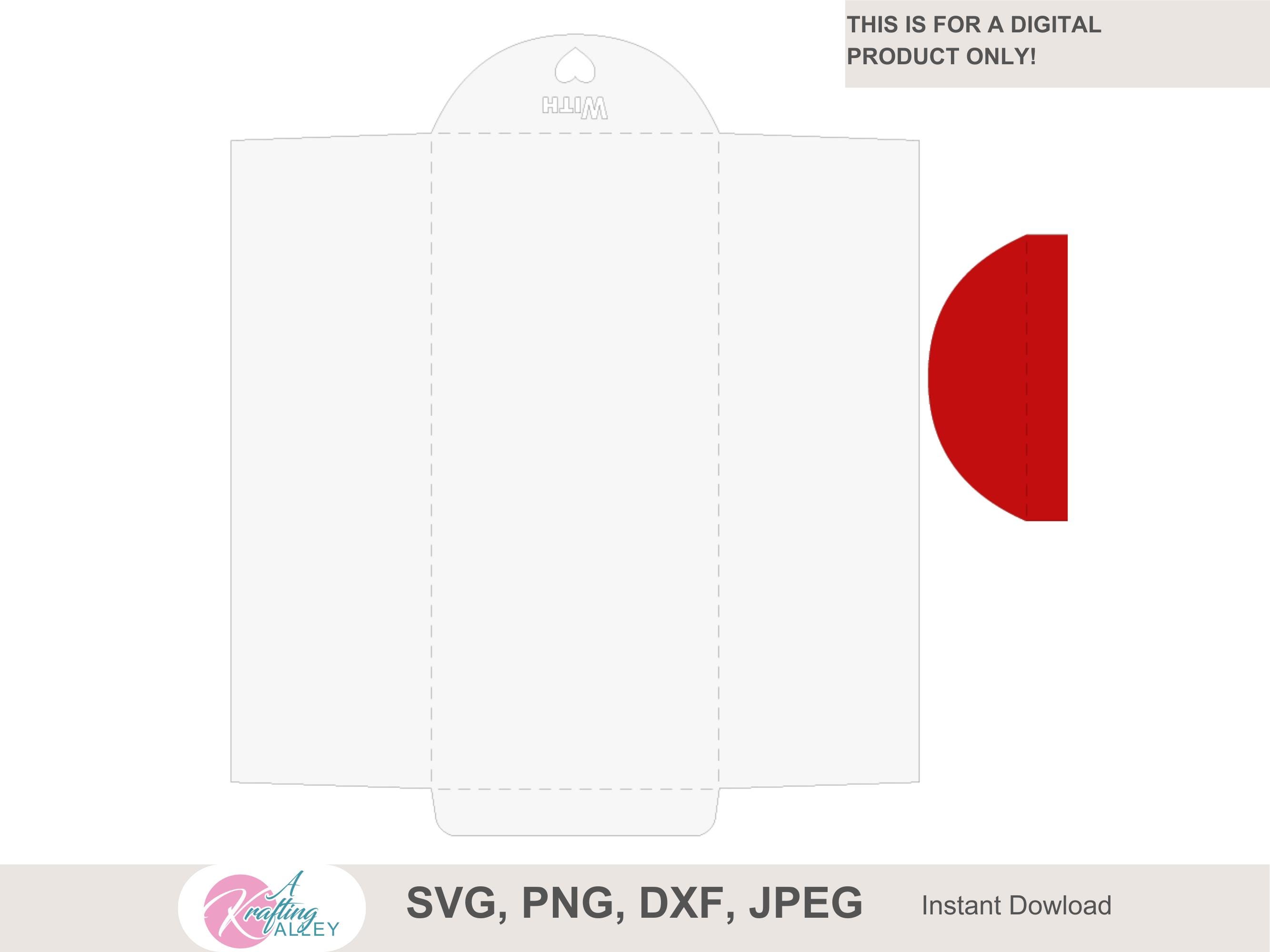 Slimline Envelope With Love Flap SVG Card Envelope Design With Scallop ...