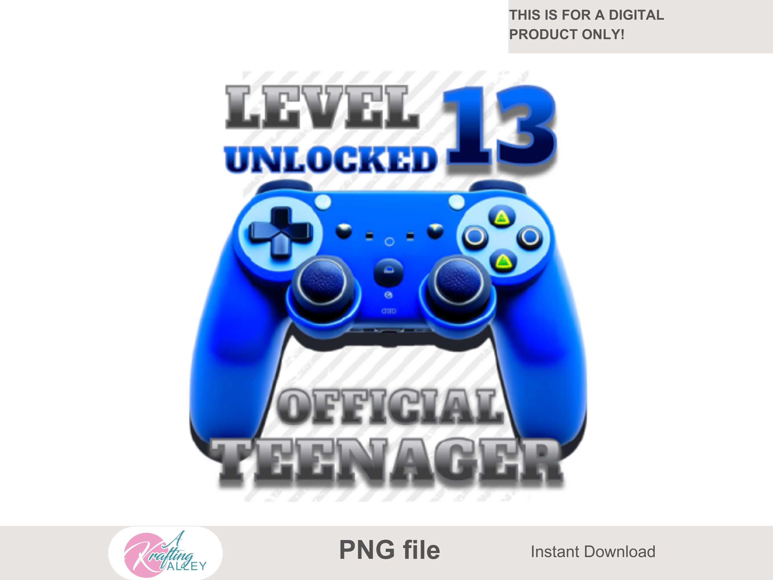 Level 13 Unlocked Official Teenager PNG Digital File for Birthday Boy ...