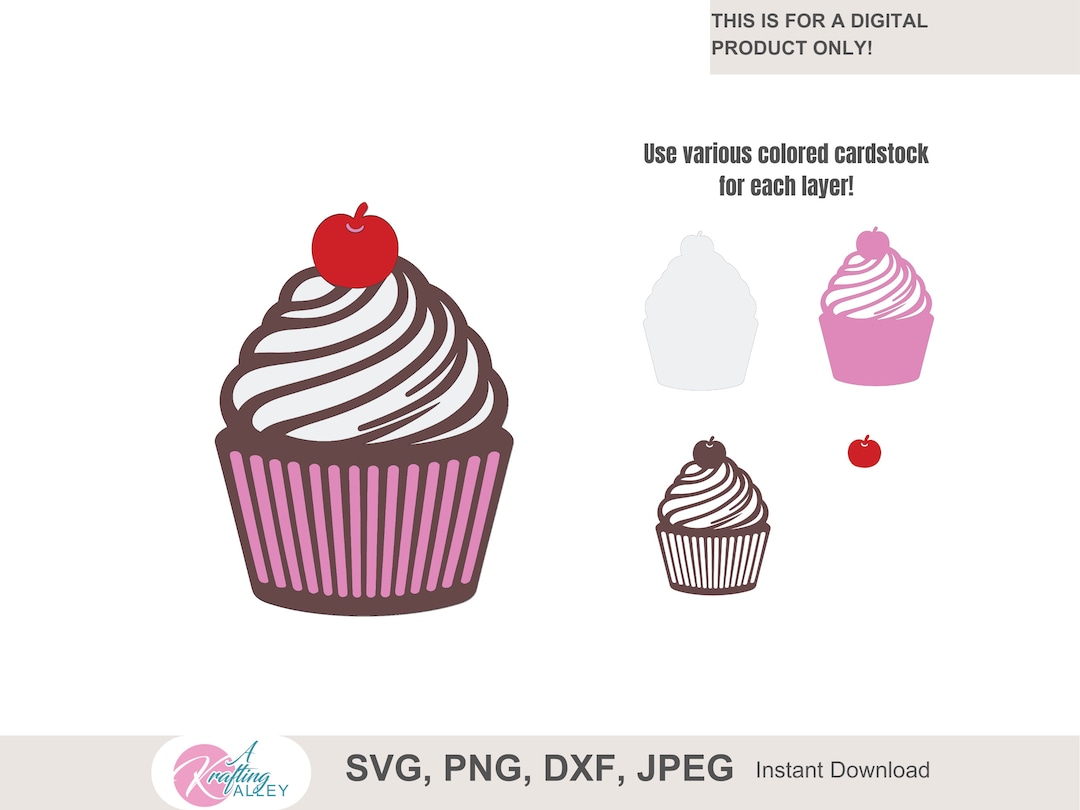 Cupcake SVG With Various Layers Cupcake Digital File Layered Cupcake ...