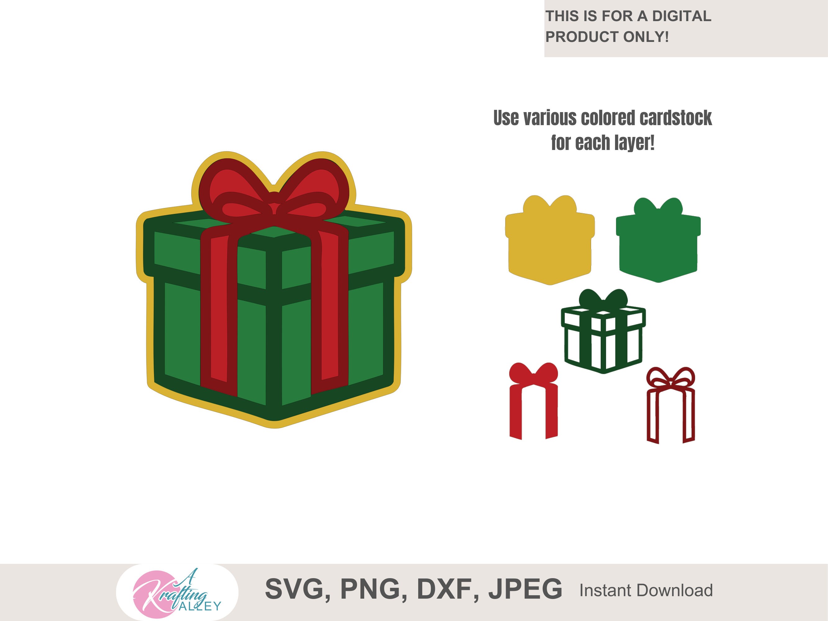 Present SVG With Various Layers Digital File PNG JPEG Layered Christmas ...