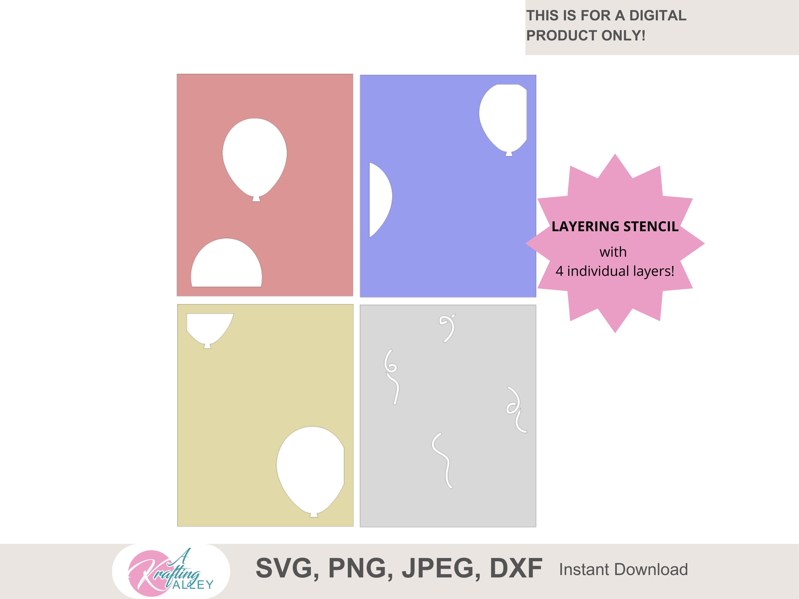 Balloon Stencil SVG File Multi Layered Stencil Digital Cut File of ...