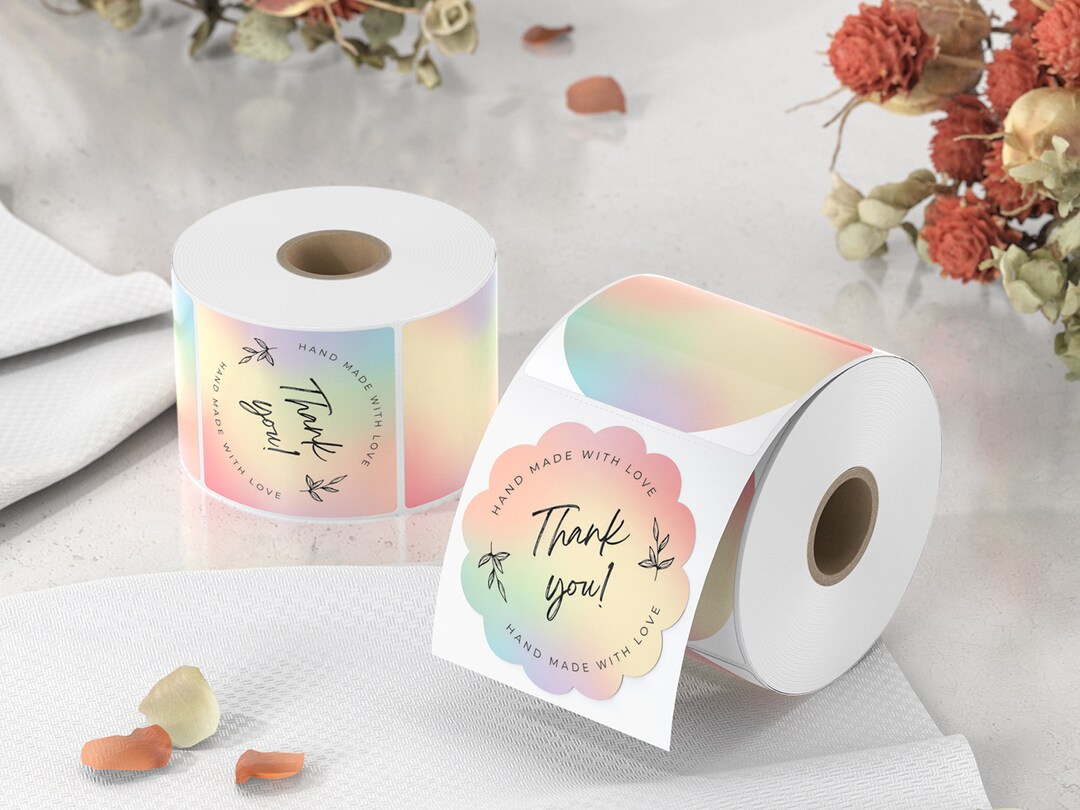 MUNBYN 2'' X 2'' Rainbow Thermal Label Sticker, Colorful Thermal Label ...