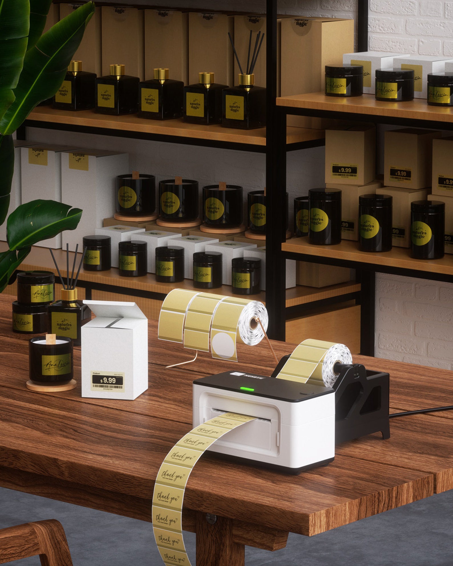 MUNBYN Gold Square Transparent Thermal Labels, Rectangle Fine Glitter ...