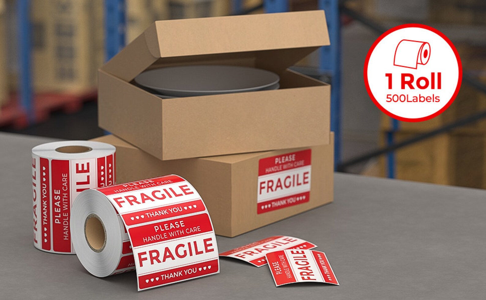 MUNBYN 3 X 2 Fragile Stickers for Shipping, Handle With Care Warning ...