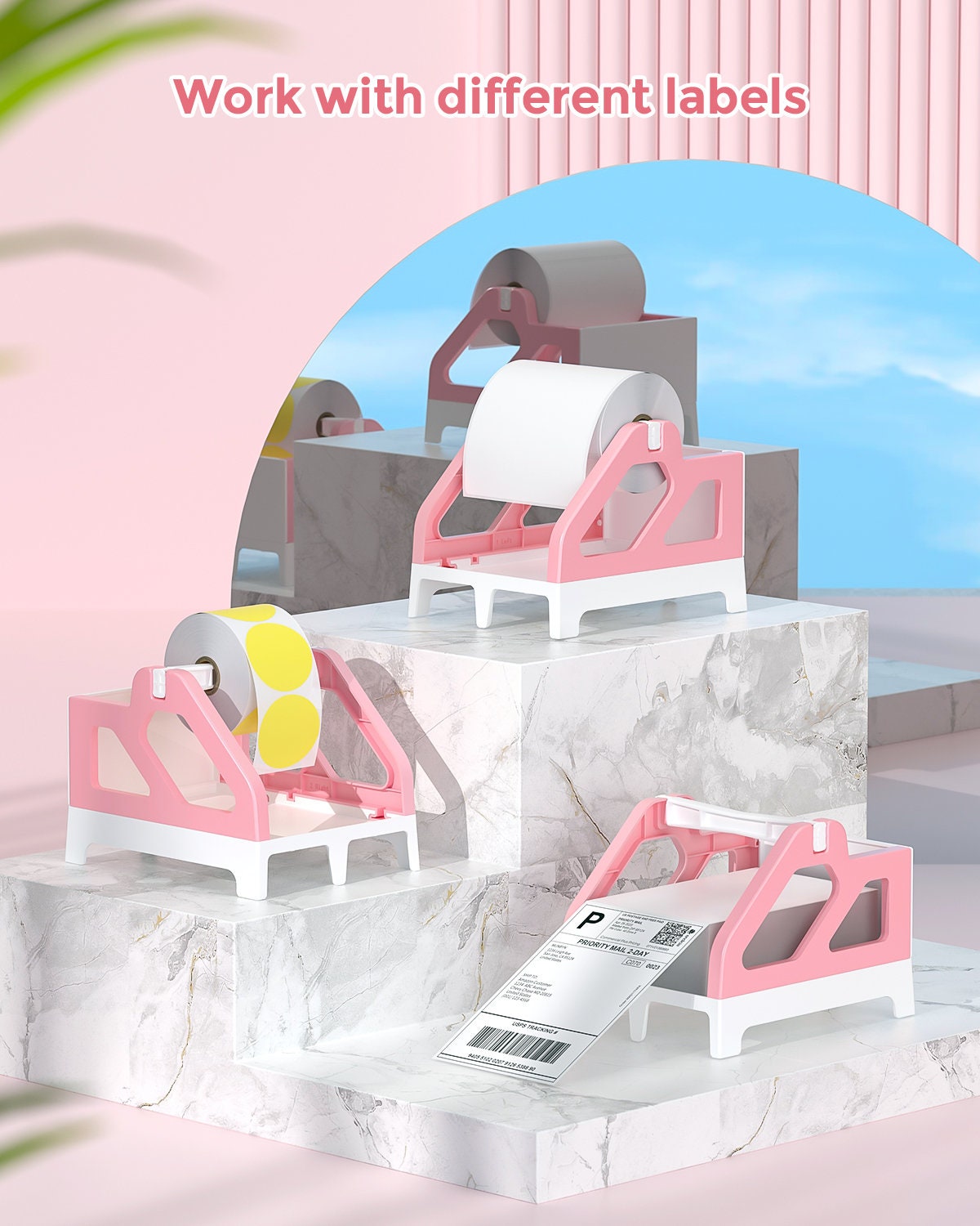 MUNBYN Thermal Label Holder, Sticker Printer Stand for Roll & Fanfold ...