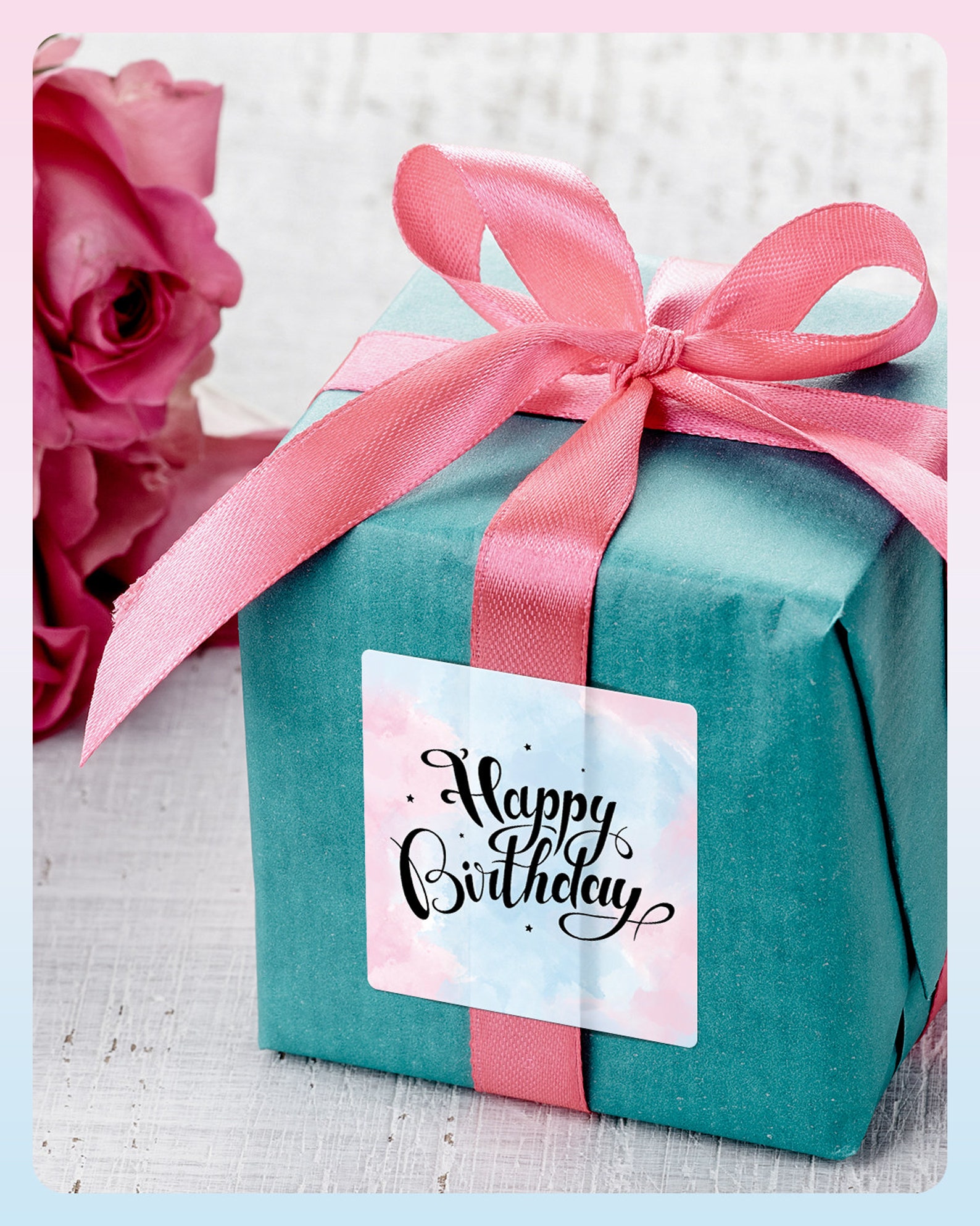 MUNBYN 2 Pink Blue Watercolor Label Stickers, Square Thermal Labels for ...