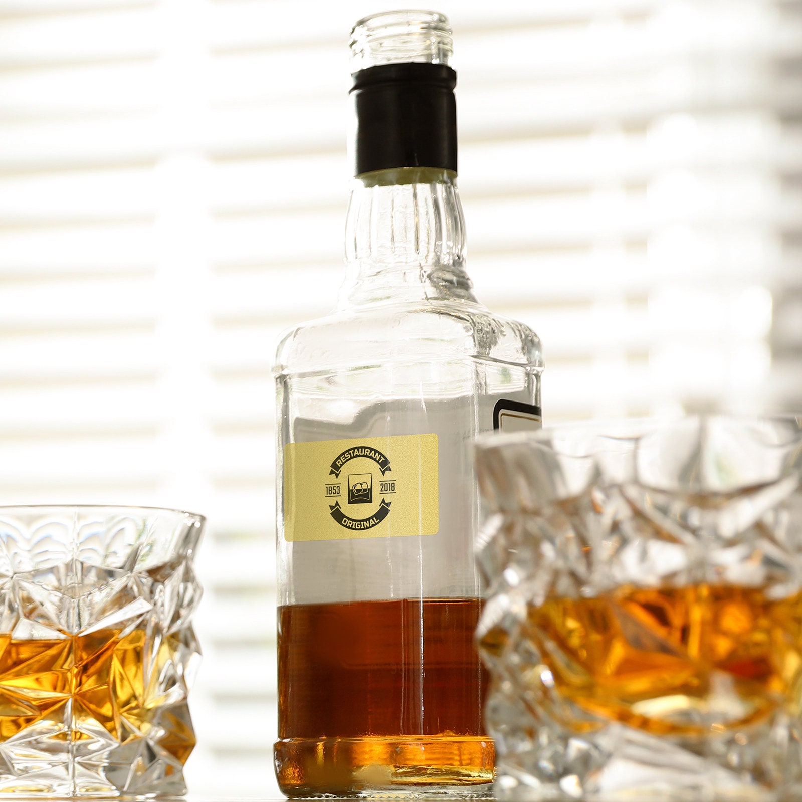 MUNBYN Gold Square Transparent Thermal Labels, Rectangle Fine Glitter ...