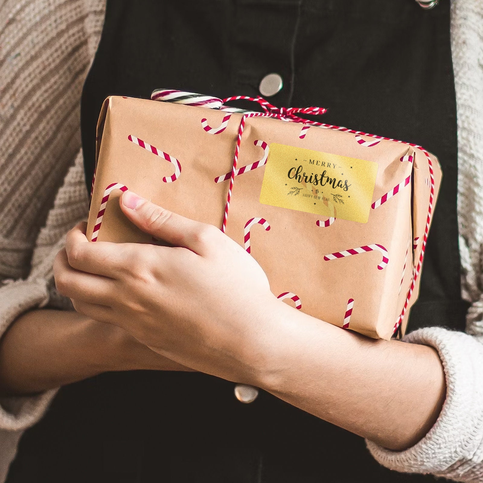 MUNBYN Gold Square Transparent Thermal Labels, Rectangle Fine Glitter ...