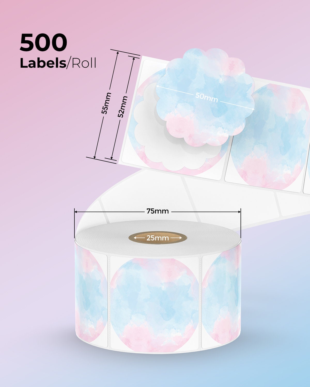 MUNBYN 2 Watercolor Thermal Label Stickers, Flower Thermal Labels ...