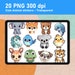 Cute Digital Stickers Animals Stickers Set Stickers Pack Pre-cropped ...
