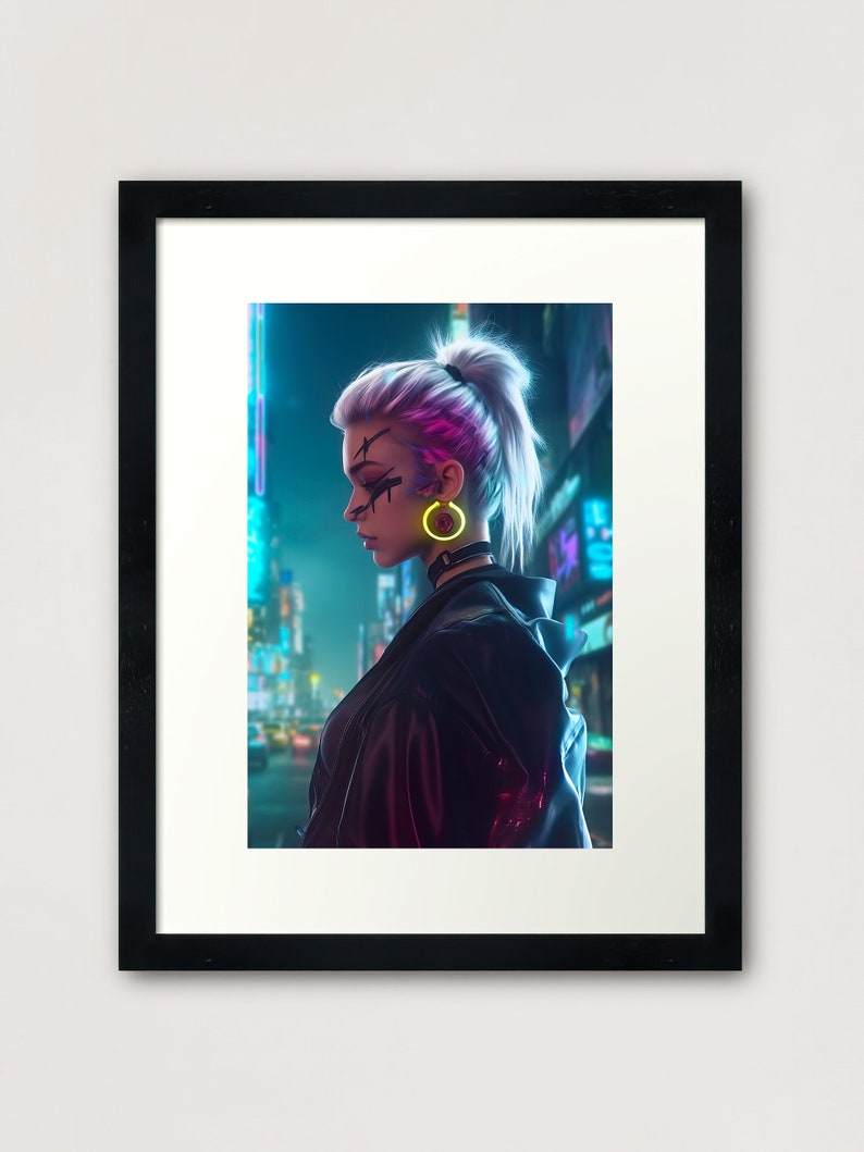 Buy Hot Cyberpunk Girl Beautiful Portrait Illustration Instant Digital ...