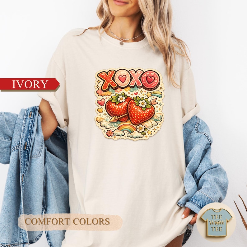 Strawberry Shirt Comfort Colors: Valentine Shirt, Xoxo Galentines Day ...