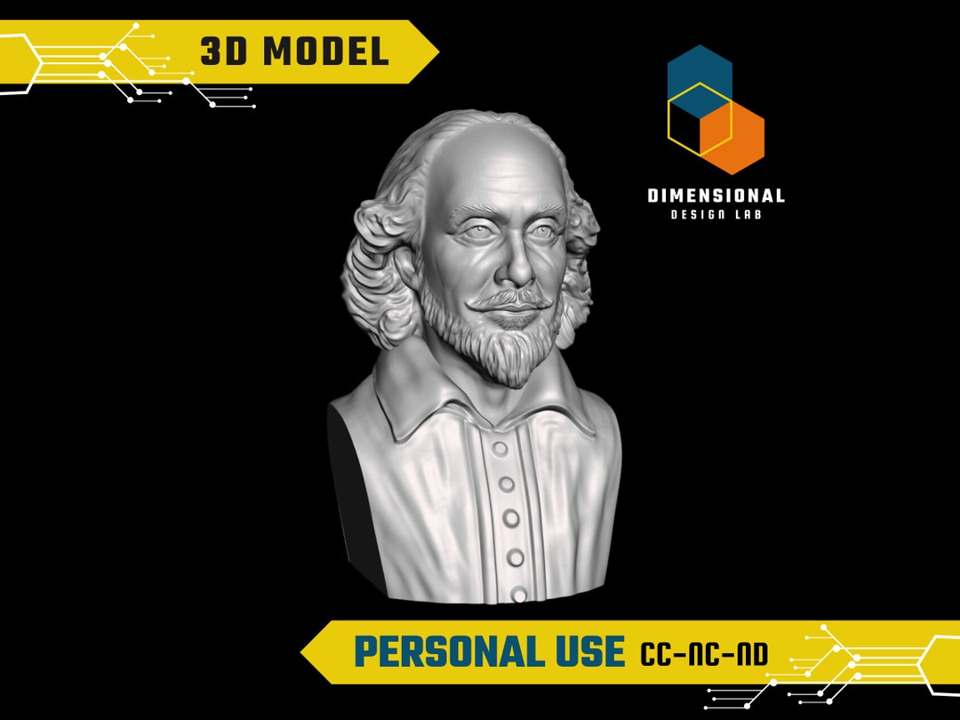 3D Model of William Shakespeare High-quality STL File for 3D Printing ...
