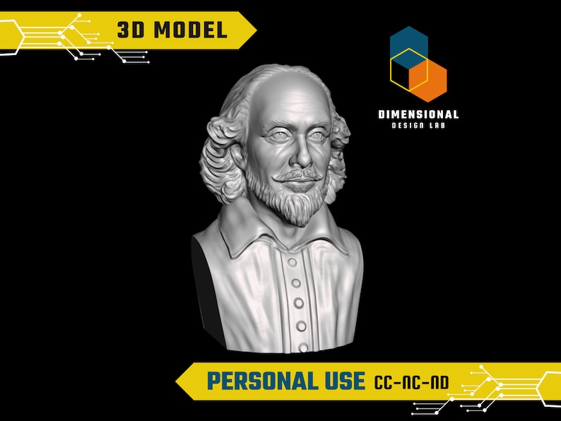3D Model of William Shakespeare High-quality STL File for 3D Printing ...