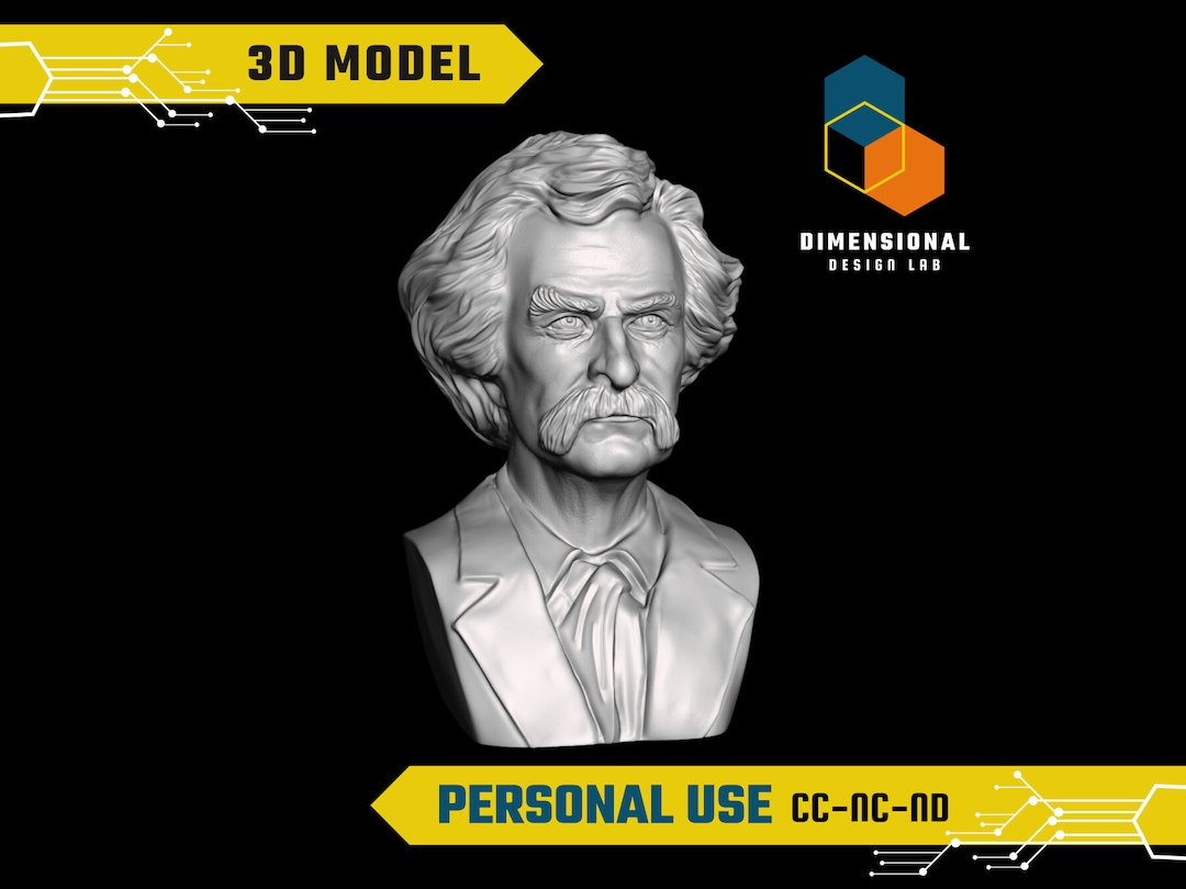 3D Model of Mark Twain High-quality STL File for 3D Printing PERSONAL ...