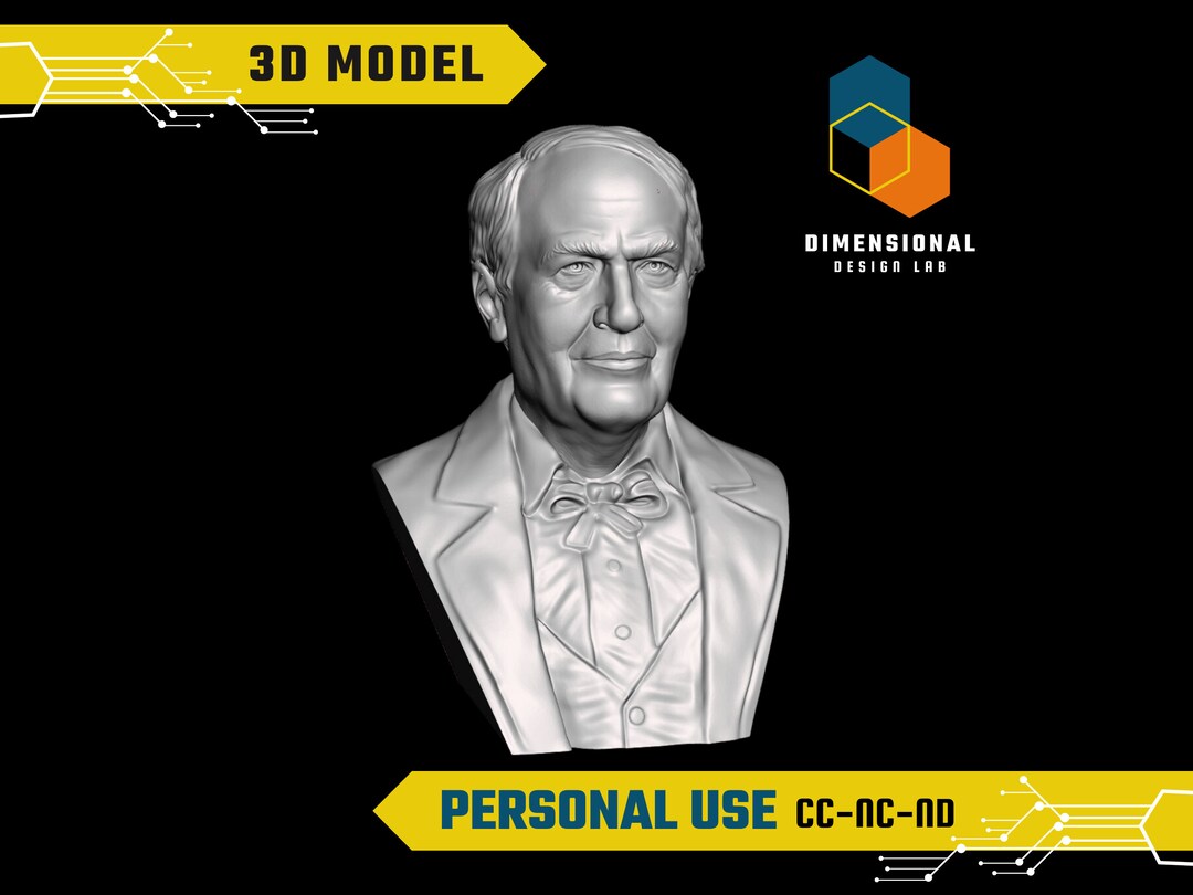 3D Model of Thomas Edison - High-quality STL File for 3D Printing ...