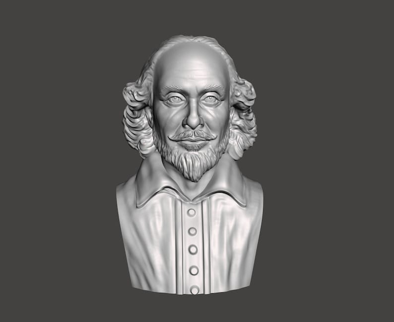 3D Model of William Shakespeare High-quality STL File for 3D - Etsy