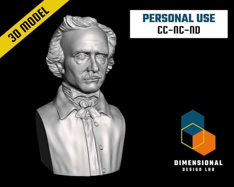 3D Model of Edgar Allan Poe High-quality STL File for 3D - Etsy Canada