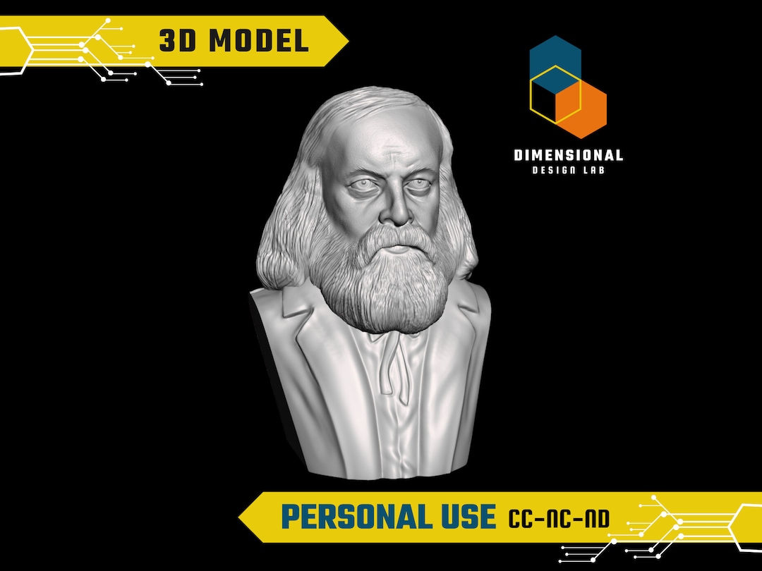 3D Model of Dmitri Mendeleev High-quality STL File for 3D - Etsy